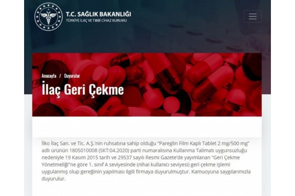 İlaç Geri Çekme İşlemi Hakkında